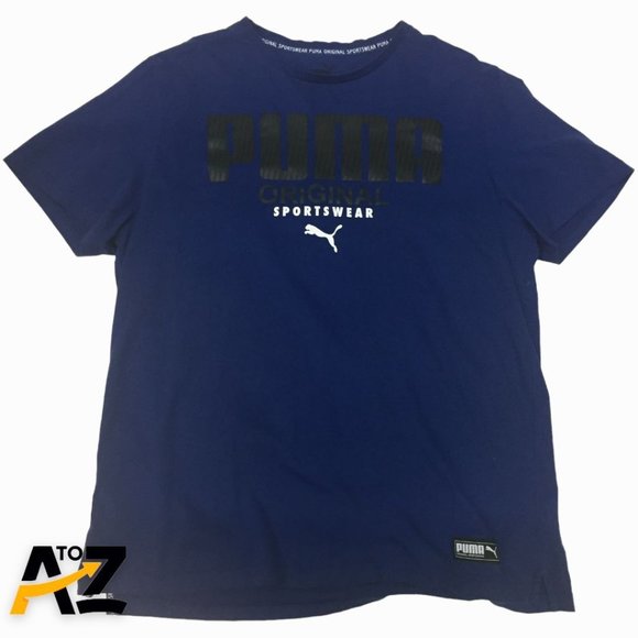 Puma | Shirts | Men Puma Sportswear Blue Short Sleeve Active Casual ...